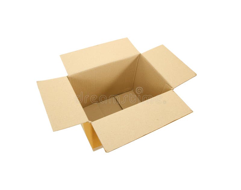 Opened Cartoon Box Isolated on White Box for Parcels and Crossings ...