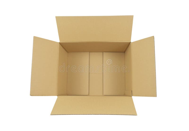 Opened Cartoon Box Isolated on White with Clipping Stock Photo - Image ...
