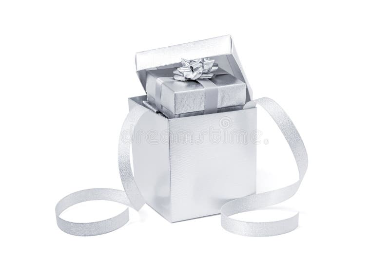 Celebration Silver Gift or Present Boxes for Celebrate Party Event ...