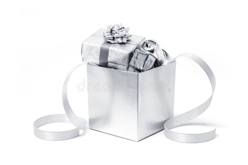 Celebration Silver Gift or Present Boxes for Celebrate Party Event ...