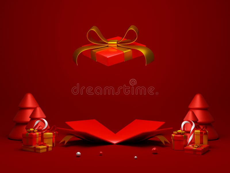 Opened Christmas Gift Box for Product Advertisement Stock Illustration ...