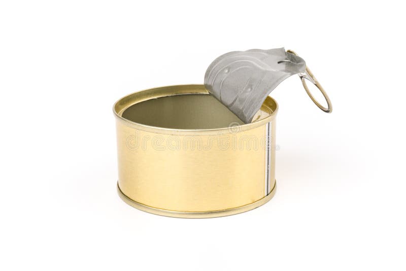 Opened Clean Tin Can with Pull Tab Ring, Bended Lid and Empty ...