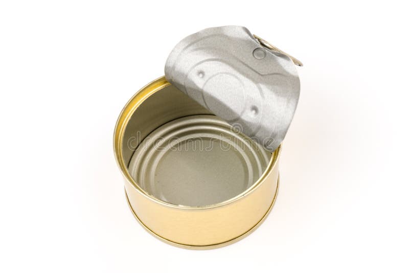 Opened Clean Tin Can with Pull Tab Ring, Bended Lid and Empty ...