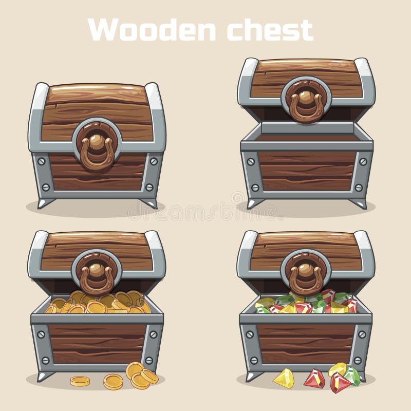 Opened and Closed Antique Treasure Chest Stock Illustration ... Opened and Closed Antique Treasure Chest Stock Illustration ...