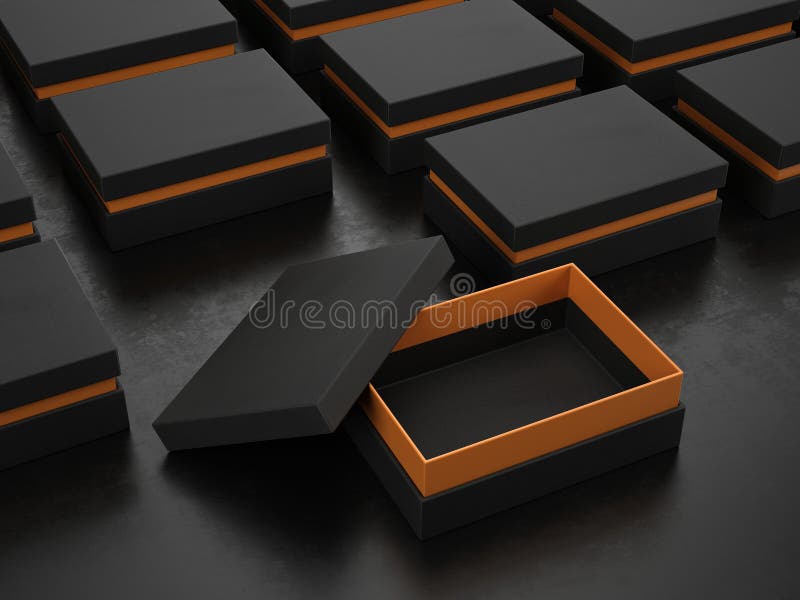 Blank Black Box Isolated Over White Background Stock Illustration ...