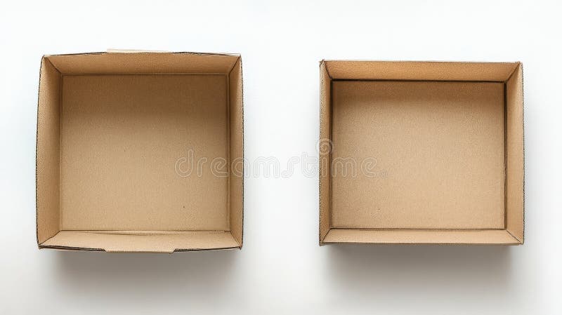 Opened and Closed Cardboard Box on White Stock Illustration ...