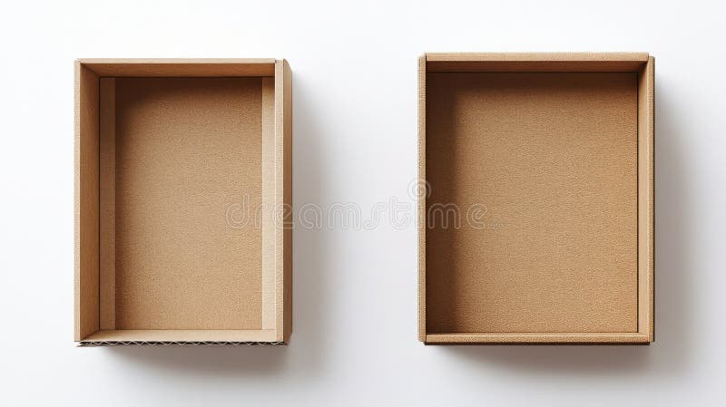 Opened and Closed Cardboard Box on White Stock Illustration ...