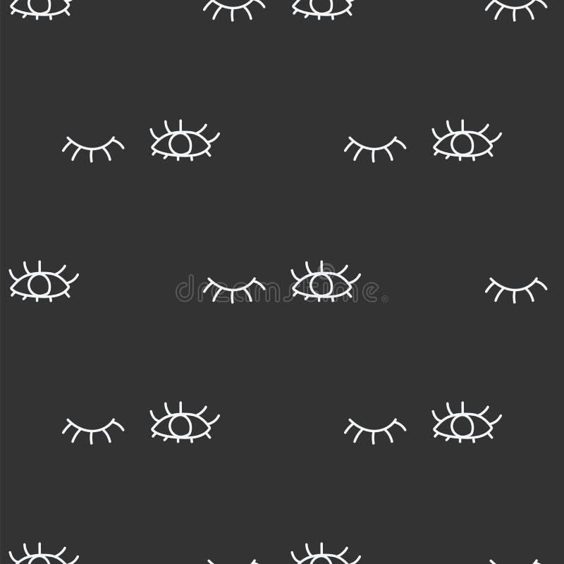 Opened and Closed Human Eyes with Eyelashes on Black Background ...