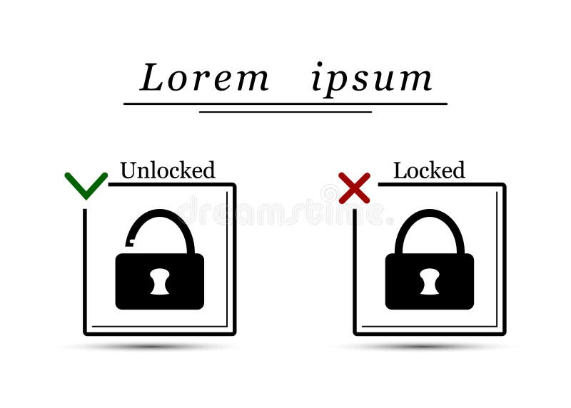 Opened and closed lock stock vector. Illustration of closed - 95265605