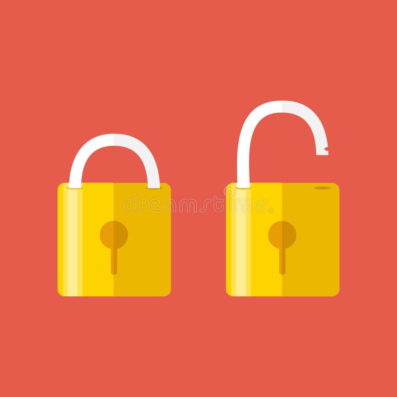 Opened And Closed Locks. Flat Style. Concept Of Password Stock Vector ...