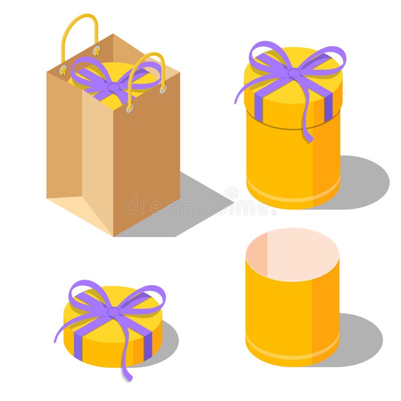 Opened and Closed Present Gift Cylinder Boxes Stock Vector ...