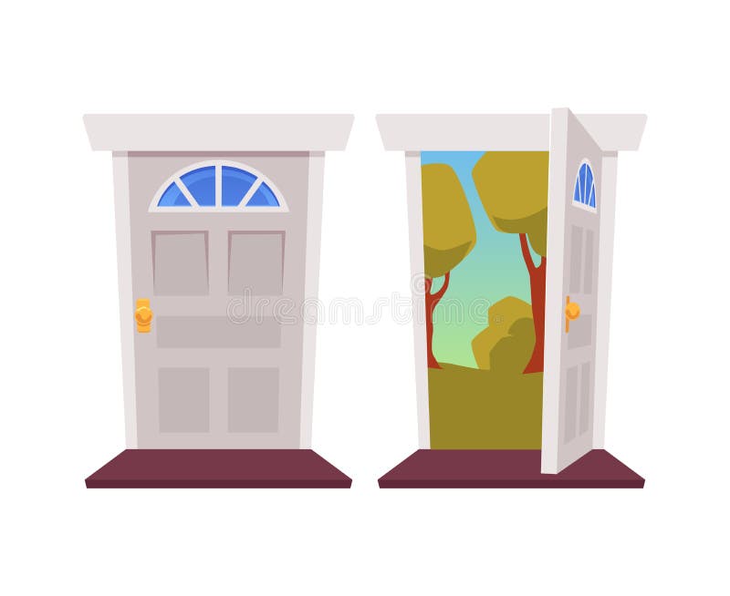 Cartoon Vector Illustration Open Doors Stock Illustrations – 811 ...