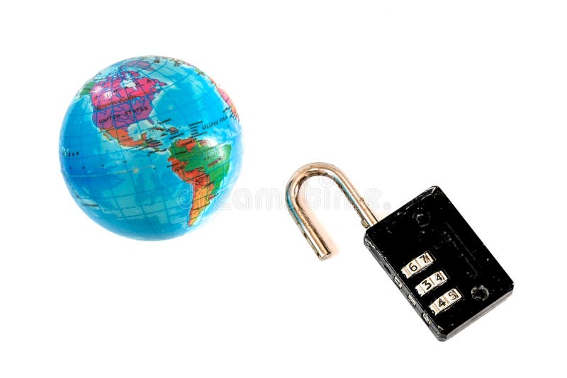 Opened Combination Lock and Earth Stock Photo - Image of dial, security ...