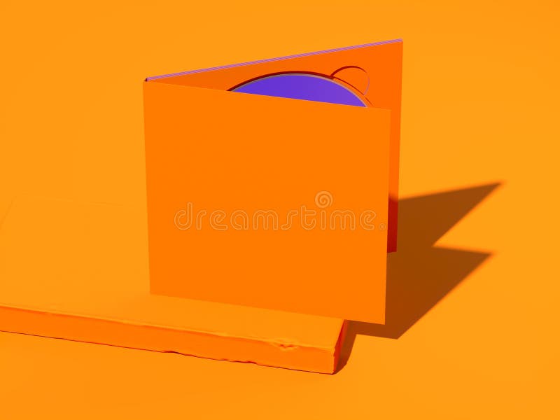 Opened Compact Disc Blank Box Case for Branding Design. CD on Orange ...