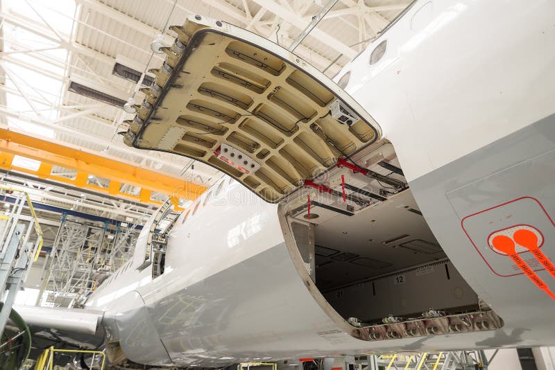 Opened Compartments in Airplane Fuselage Editorial Stock Image - Image ...