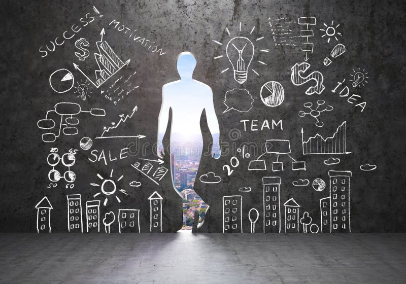 Opened a Concrete Wall in the Form of a Silhouette of Man Stock Photo ...