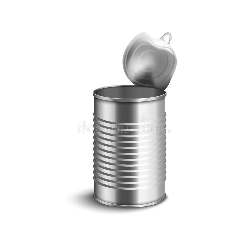 Opened Corrugated Tin Can Side View 3d Realistic Vector Illustration ...