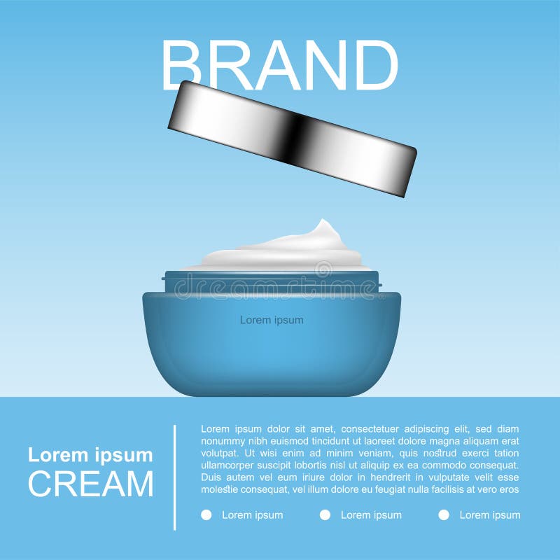 Opened Cosmetic Cream on Blue Background, Vector Cosmetic Ads Stock ...