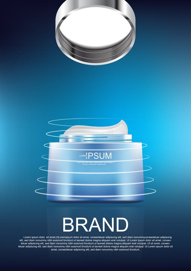 Opened Cream with Abstract Line and Template on Blue Background Stock ...