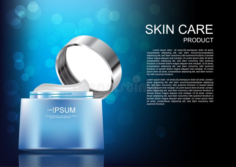 Opened Cream on Blue and Black Background with Template and Bokeh ...