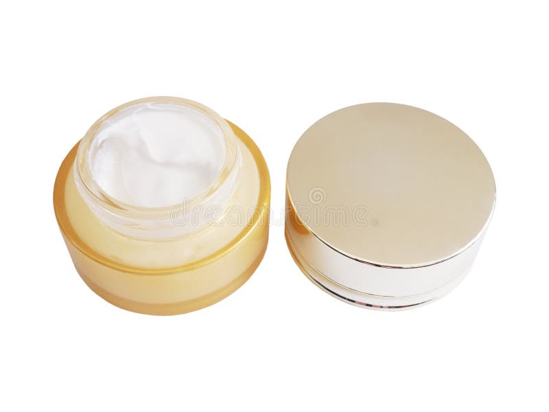 Opened Cream Container and Cap Stock Image - Image of wooden, silver ...