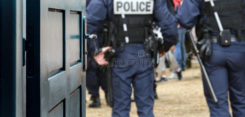 Opened Door Concept with a Police Patrol Stock Image - Image of concept ...