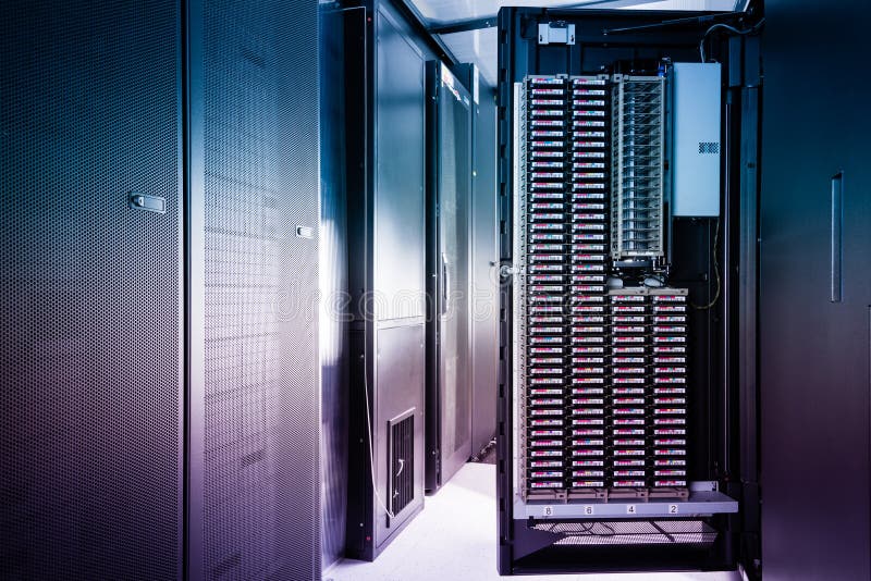 An Opened Door of Data Center Cabinet Stock Image - Image of computer ...