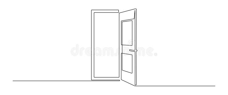 Opened Door in One Continuous Line Drawing. Front Enter and Exit To ...