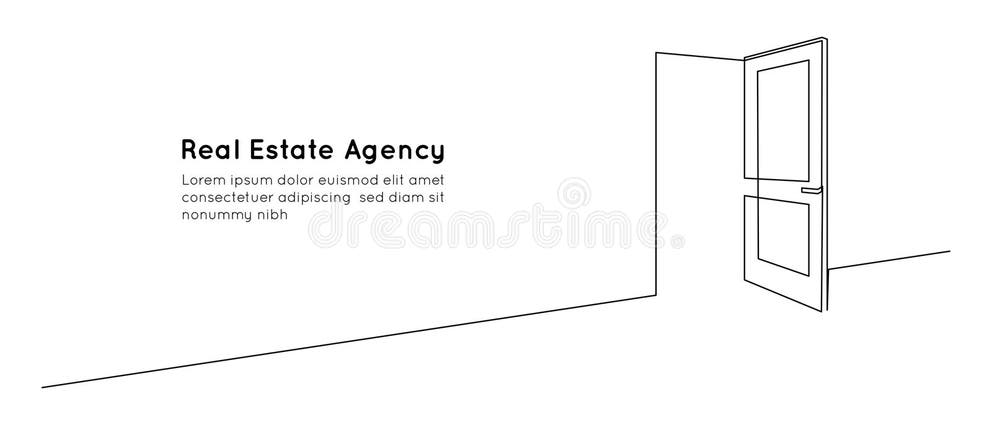 Opened Door in One Continuous Line Drawing. Front Enter and Exit To ...