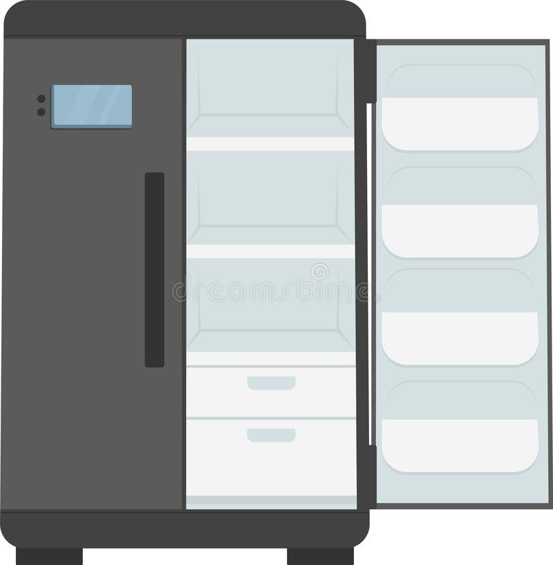 Opened Double Door Fridge stock vector. Illustration of temperature ...