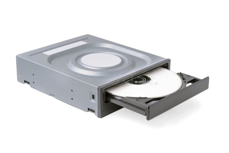 Opened Drive CD - DVD - Blu Ray with a Black Cap and Disk, White ...