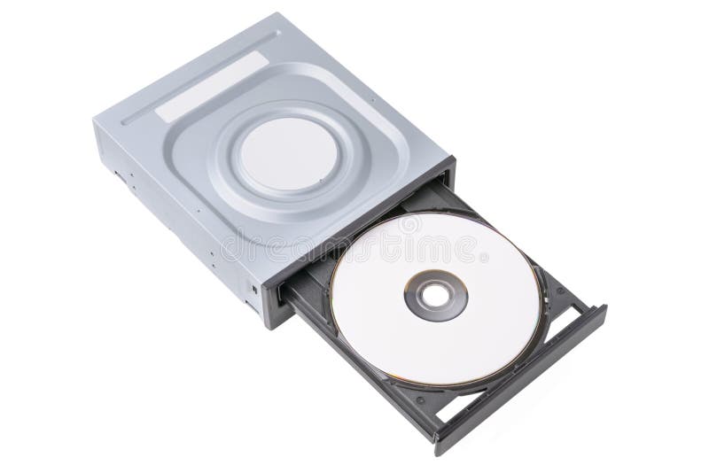 Opened Drive CD - DVD - Blu Ray with a Black Cap and Disk, White ...