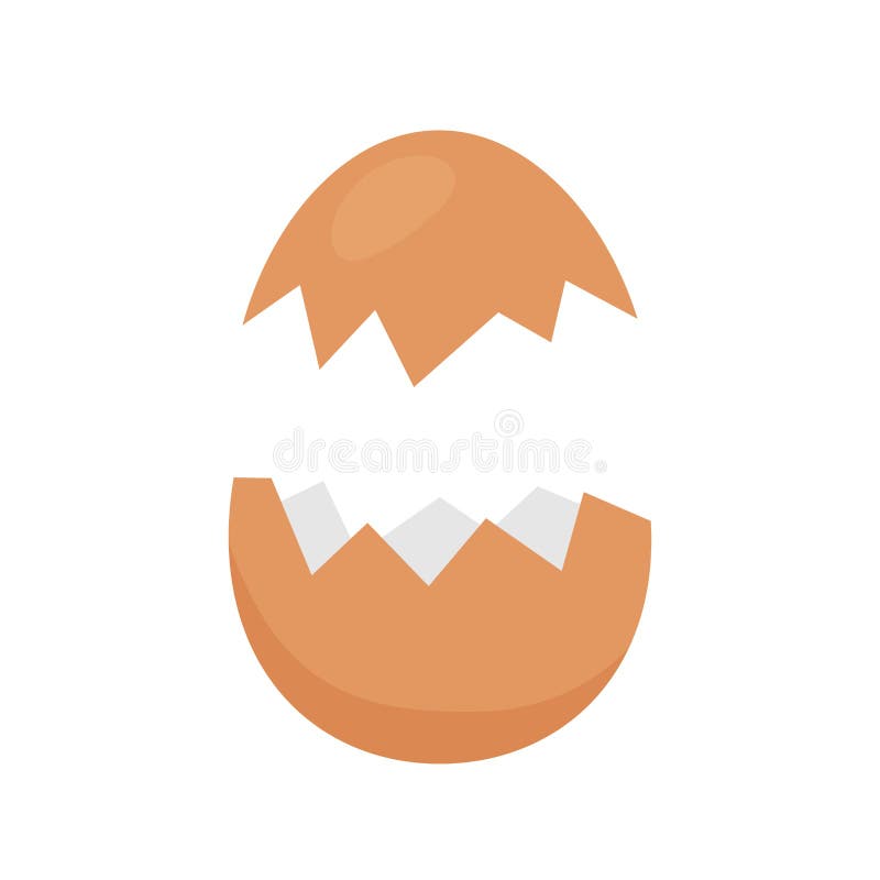Opened Egg with Broken Shell Isolated on White, Chicken Eggs Brown ...