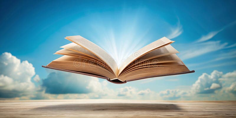Opened Empty Book Flying Isolated Imagination Concept AI-Created ...