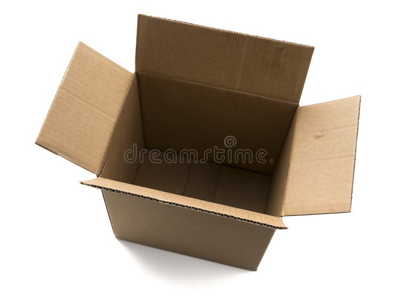 Opened Empty Cardboard Box Isolated on White Background Stock Photo ...