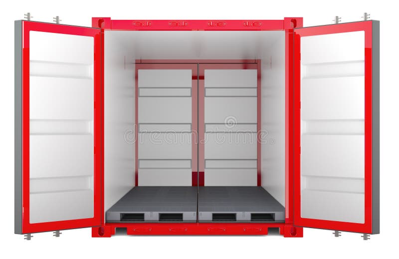 Opened Empty Cargo Container, 3D Rendering Stock Illustration ... Opened Empty Cargo Container, 3D Rendering Stock Illustration ...
