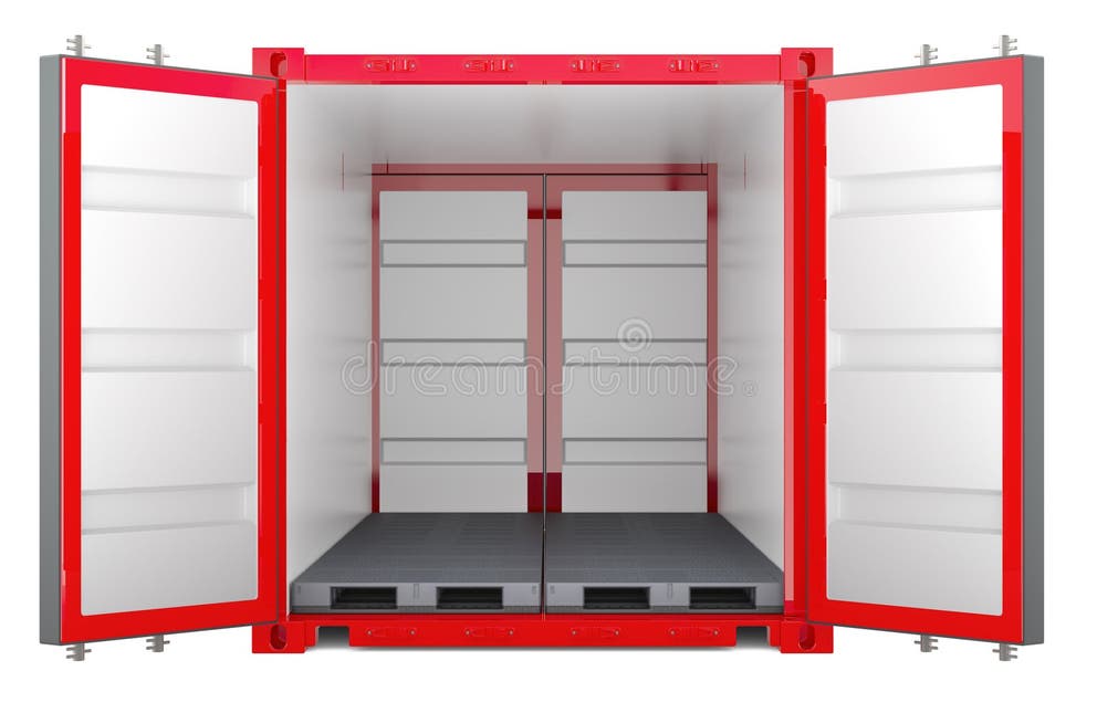 Opened Empty Cargo Container, 3D Rendering Stock Illustration ...
