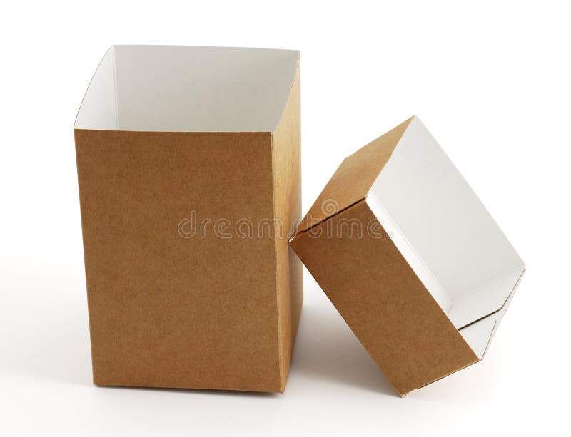 Opened Empty Carton Box with Lid on Side Stock Photo - Image of small ...