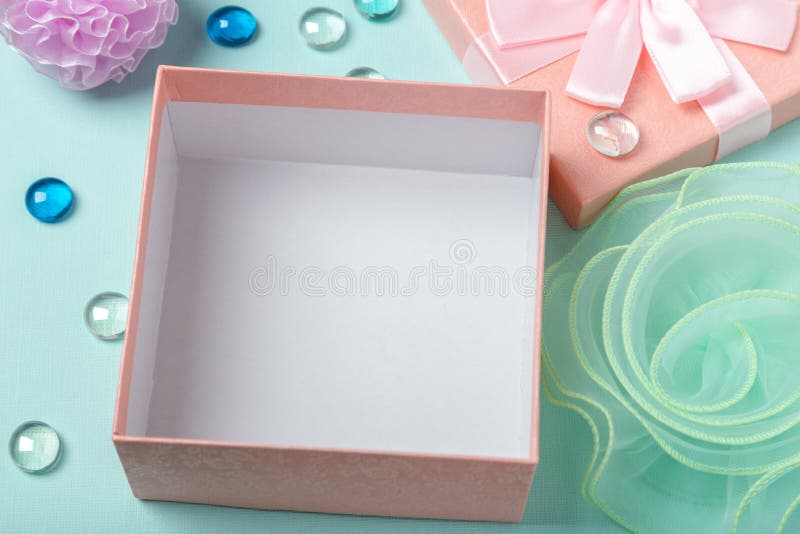 Opened Empty Pink Gift Box Mockup Stock Photo - Image of copy ...