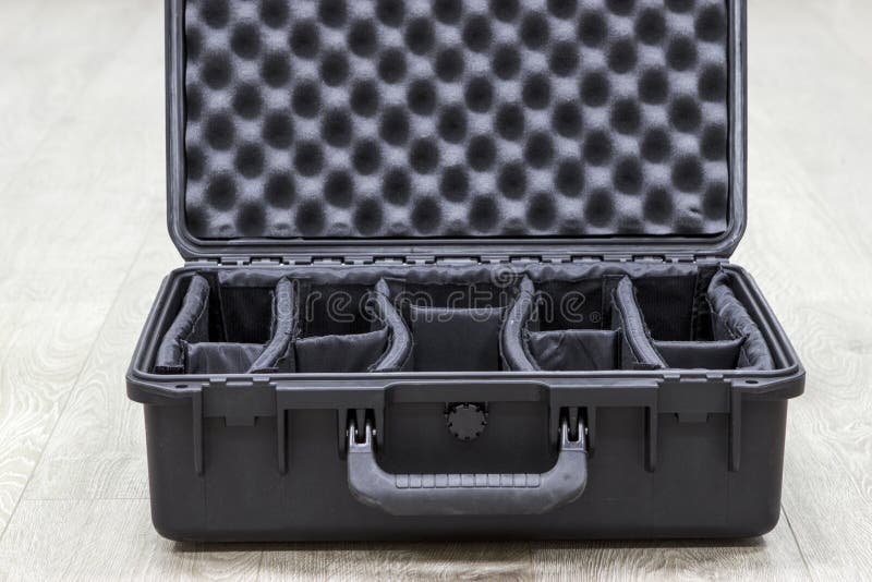 Opened Empty Plastic Case for Photo Equipment with Dividers Stock Image ...