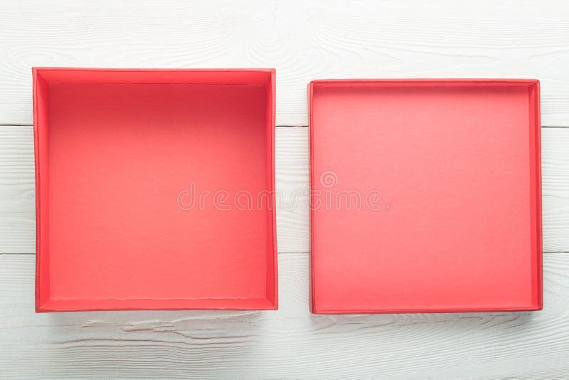 Opened Empty Red Box with Lid Stock Image - Image of package, birthday ...