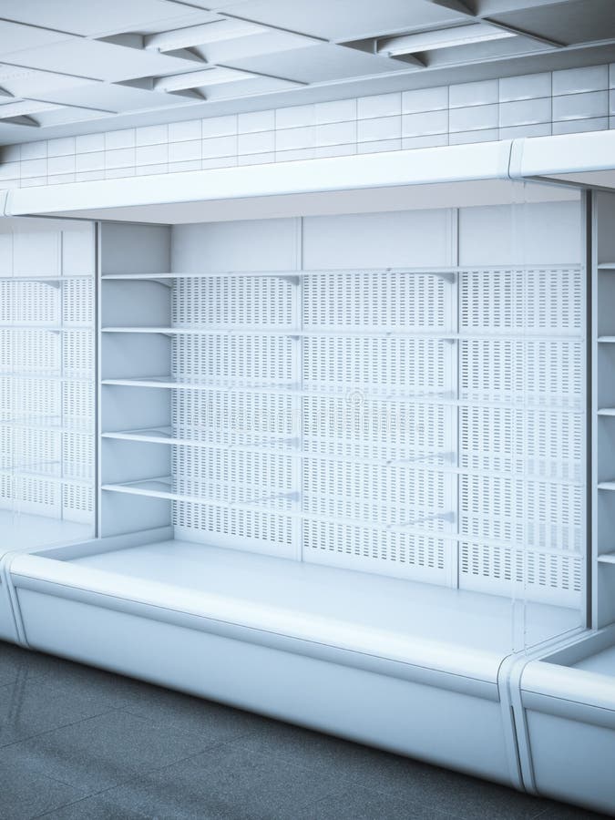 Opened Empty Refrigerator in the Store. 3d Rendering Stock Illustration ...