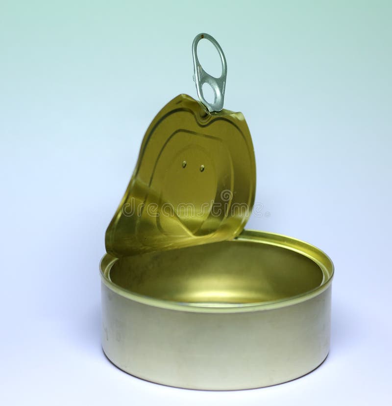 Opened Empty Round Flat Tin Can without Label Stock Image - Image of ...