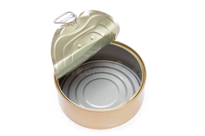 Opened Empty Tin Can Isolated on White Background Stock Image - Image ...