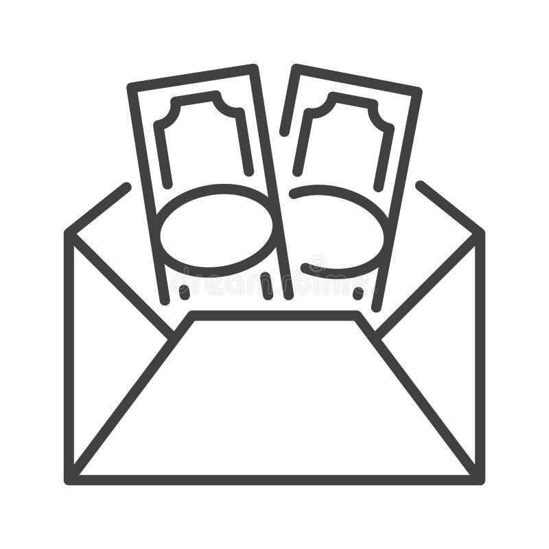 Opened Envelope with Cash Vector Money Concept Outline Icon Stock ...