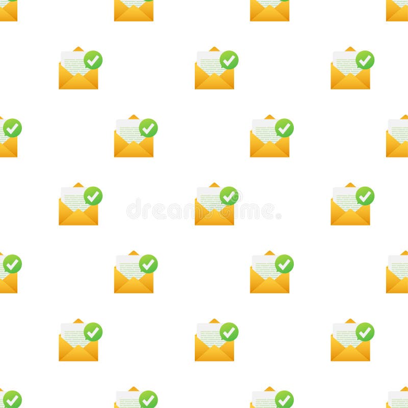 Opened Envelope and Document with Green Check Mark Pattern ...