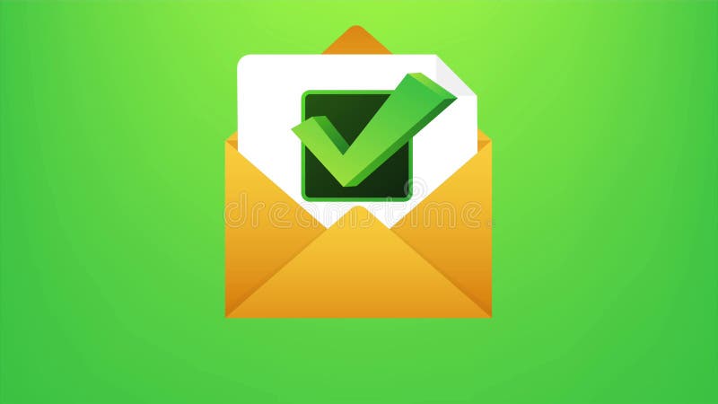Opened Envelope and Document with Green Check Mark. Verification Email ...