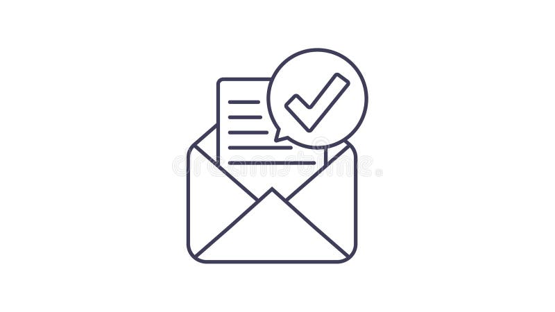 Opened Envelope and Document with Green Check Mark. Verification Email ...