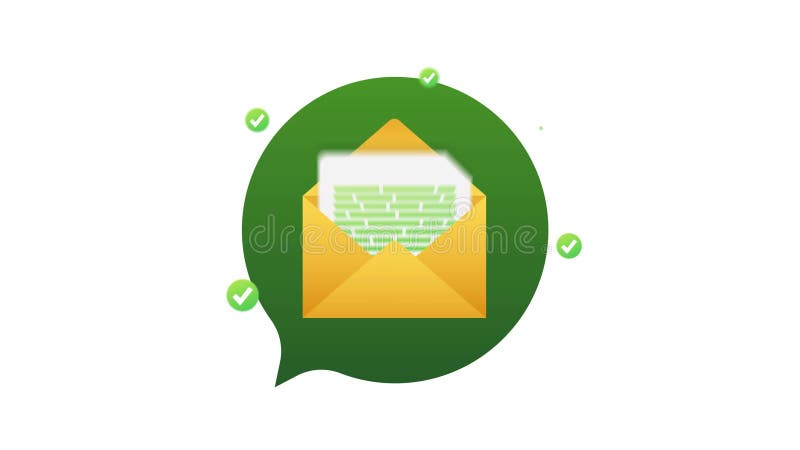 Opened Envelope and Document with Green Check Mark. Verification Email ...