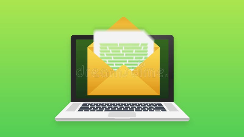 Opened Envelope and Document with Green Check Mark. Verification Email ...